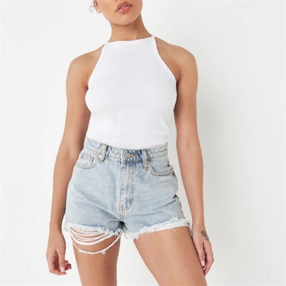 Missguided | Shorts | Missguided High Rise Riot Distressed Jean Shorts ...